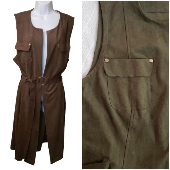 Chico's | Jackets & Coats | Nwt Chicos Green Suadefeel Duster | Poshmark